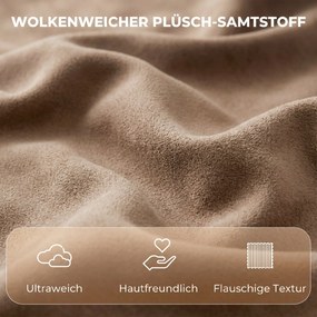HOMCOM relaxační křeslo s plyšovým potahem – 360° otočné, houpací, sklápěcí do 135°, khaki