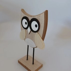 Dřevěná dekorace na stůl sova 8,5 × 4 × 16 cm, stojící