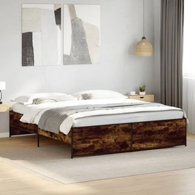 Rám postele kouřový dub 180 x 200 cm kompozitní dřevo a kov 3279874