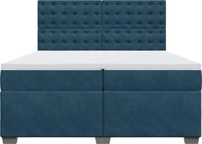 Box spring postel s matrací modrá 200 x 200 cm samet 3291018