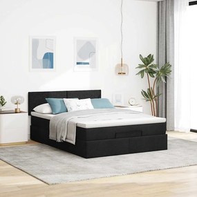 Osmanský postel s matrací černá 140x200 cm textil 3311382