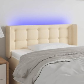 Čelo postele s LED krémové 103 x 16 x 78/88 cm textil