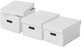 Archivační krabice esselte home, velikost m, 26.5 x 20.5 x 36.5 cm, bílá - set 3 ks