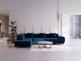 KOOKO HOME Rohová rozkládací sametová pohovka s úložným prostorem Adagio XL levý roh