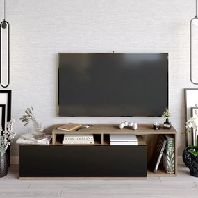 Hanah Home TV stolek Nexera - Walnut, Black, Ořech, Černá