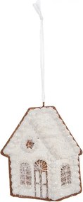 Závěsná dekorace zasněžená perníková chaloupka Frosted Ginger - 9*1*10 cm
