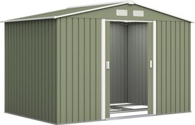 Outsunny kůlna na nářadí kovová kůlna s podezdívkou světle zelená 277 x 195 x 192 cm | Aosom