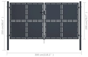 vidaXL Marketos Zahradní brána ocelová 300 x 200 cm antracitová