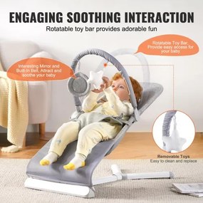 Baby Bouncer Skládací židle Bouncer pro děti 0-9 měsíců s hrazdičkou