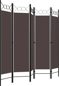 5dílný skládací paraván hnědý 200 x 180 cm 320708