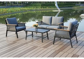 Tmavě šedý hliníkový zahradní lounge set pro 4 Denia – Garden Pleasure