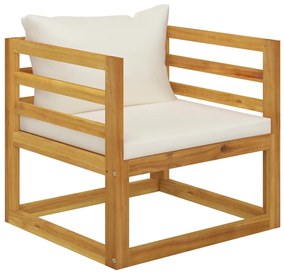 vidaXL 3057640 Marketos 5 Piece Garden Lounge Set with Cushion Cream Solid Acacia Wood (311853+311866+2x311868)