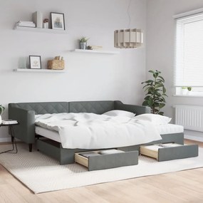 Válenda s přistýlkou a zásuvkami tmavě šedá 100 x 200 cm textil 3197486