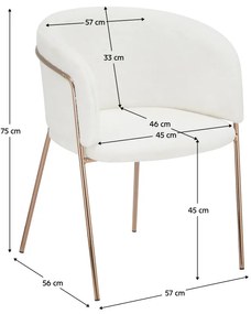 Kondela Designové jídelní křeslo, bílá Ivory/rose gold chrom růžová, ADIMAR