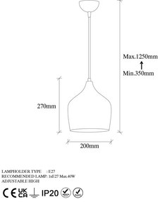 Závěsné svítidlo v měděné barvě s kovovým stínidlem ø 20 cm Murek – Opviq lights