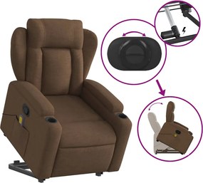 Zvedací masážní polohovací křeslo hnědé textil 3204498