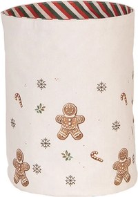 Béžový bavlněný košík na pečivo s perníčky Gingerbread Magic - Ø 15*16 cm
