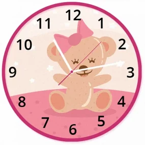 Dětské nástěnné hodiny Medvídek Růženka s tichým chodem a průměrem 32cm |  BIANO