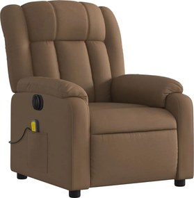 Elektrické masážní polohovací křeslo hnědé textil 3205308