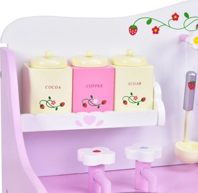Costway Dřevěná dětská kuchyňka na hraní růžová a, světle růžová a bílá