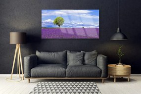 Plexisklo-obraz Pole Levandule Strom Příroda 120x60 cm