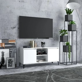 TV stolek s kovovými nohami bílý 103,5 x 35 x 50 cm
