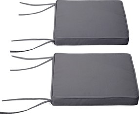 Outsunny Sada 2 zahradních polštářů na židle, venkovní sedací polštáře, snímatelné potahy, 5 cm výplň, polyester, 45L x 45Š cm, tmavě šedá | Aosom