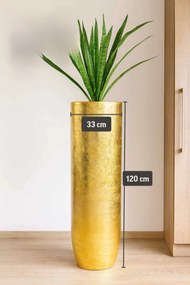 Exkluzivní květináč SOLERIO, sklolaminát, výška 120 cm, zlatý lesk