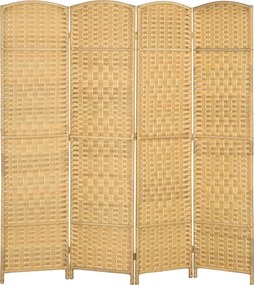 HOMCOM Skládací Paraván 4 Panely 180x180 cm - Ochranná Záclona pro Kancelář a Ložnici v Přírodním Stylu
