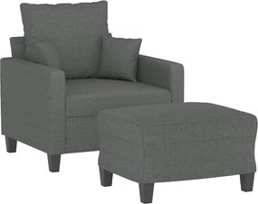 Křeslo s podnožkou tmavě šedé 60 cm textil 3201082