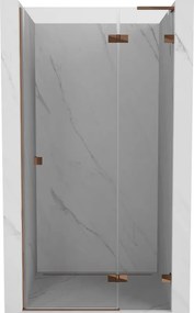 Mexen Lunar L, otočné pravé sprchové dveře 75 cm, 8mm čiré sklo, růžové zlato profil, 834L-075-000-60-00-P