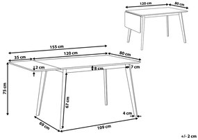 Jídelní stůl s bočním prodloužením 120/155 x 80 cm bílý MEDIO Beliani