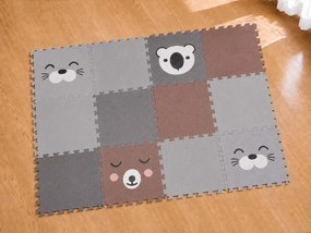 Šedá pěnová puzzle podlaha z 12 dílů TULEŇ