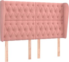 Čelo postele typu ušák růžové 147x23x118/128 cm samet 3118345