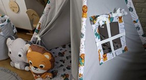 Dětský stan TEEPEE (TÝPÍ) ANIMALS s doplňky - JUNGLE - šedý