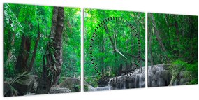 Obraz - Vodopád Erawan, Kanchanaburi, Thajsko (s hodinami) (90x30 cm)