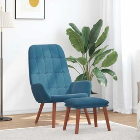 Relaxační křeslo s podnožkou modré samet 3315148