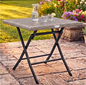 Casaria Polyratanový Skládací stůl Rom krémová 75 × 65 × 65 cm
