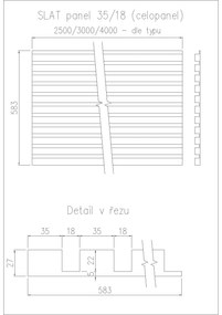 Dekorační obkladový SLAT panel 35-18 celomasiv Celopanel dub 4000x600