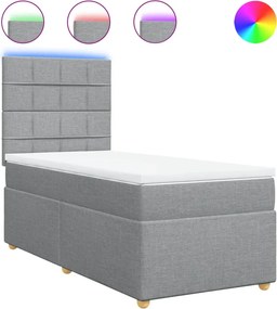 Box spring postel s matrací světle šedý 100 x 200 cm textil 3293491