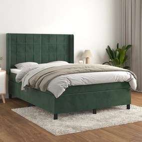 Box spring postel s matrací tmavě zelená 140x190 cm samet 3132678
