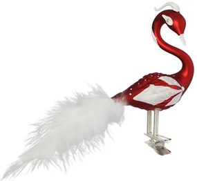 Skleněná labuť červenobílá