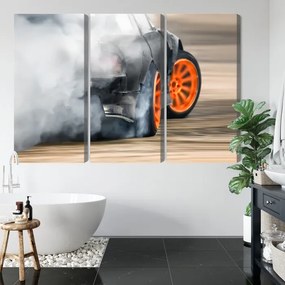 Vícedílný obraz Unášené Auto V Oblaku Kouře Nedostatek Nedostatek Plátno Canvas 60x40