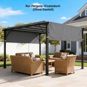 Outsunny Sada 2 skládacích pergolových náhradních plachet 4,9 x 1,2 m pro pergolu 3 x 3 m, polyesterová látka, tmavě šedá, UV ochrana