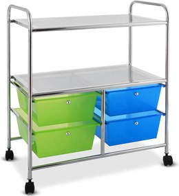 Costway Nákladní vozík 4 Zásuvky koupelnový válec kontejner kuchyňský vozík