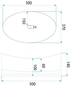 Rea Harper, skleněné umyvadlo na desku 500x370x140 mm, čirá, REA-U8525