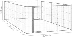 vidaXL Venkovní psí kotec ocel 21,78 m² [3082328] Barva: Černá