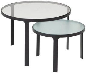 OnaDnes -20% Set dvou skleněných konferenčních stolků Kave Home Oni 70/50 cm