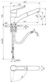 Ideal Standard CeraFlex Baterie dřezová s výsuvnou sprškou BC143AA