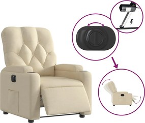 Elektrické polohovací křeslo krémové textil 3204695